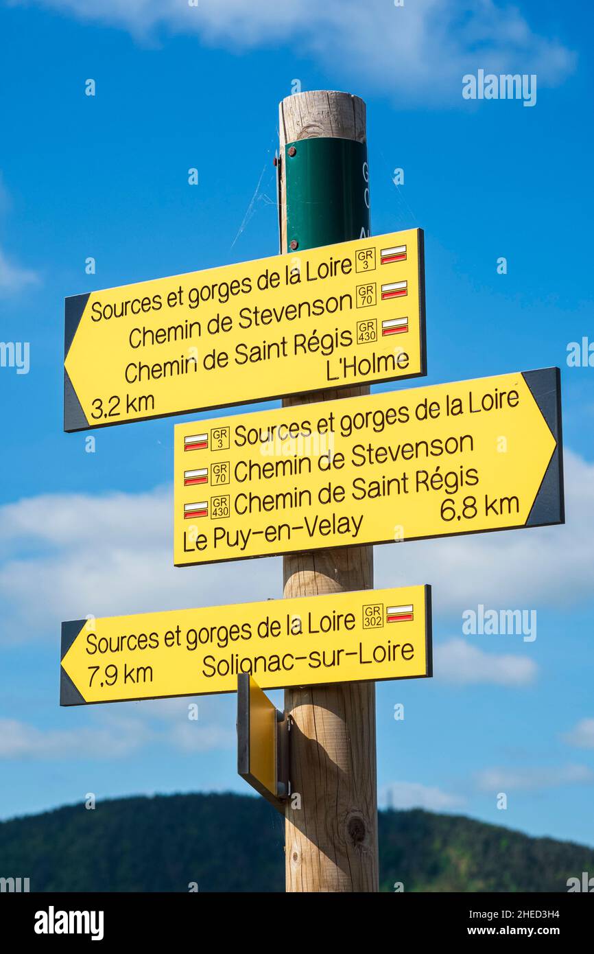 France, Haute-Loire, surroundings of Coubon, marks on the Stevenson ...