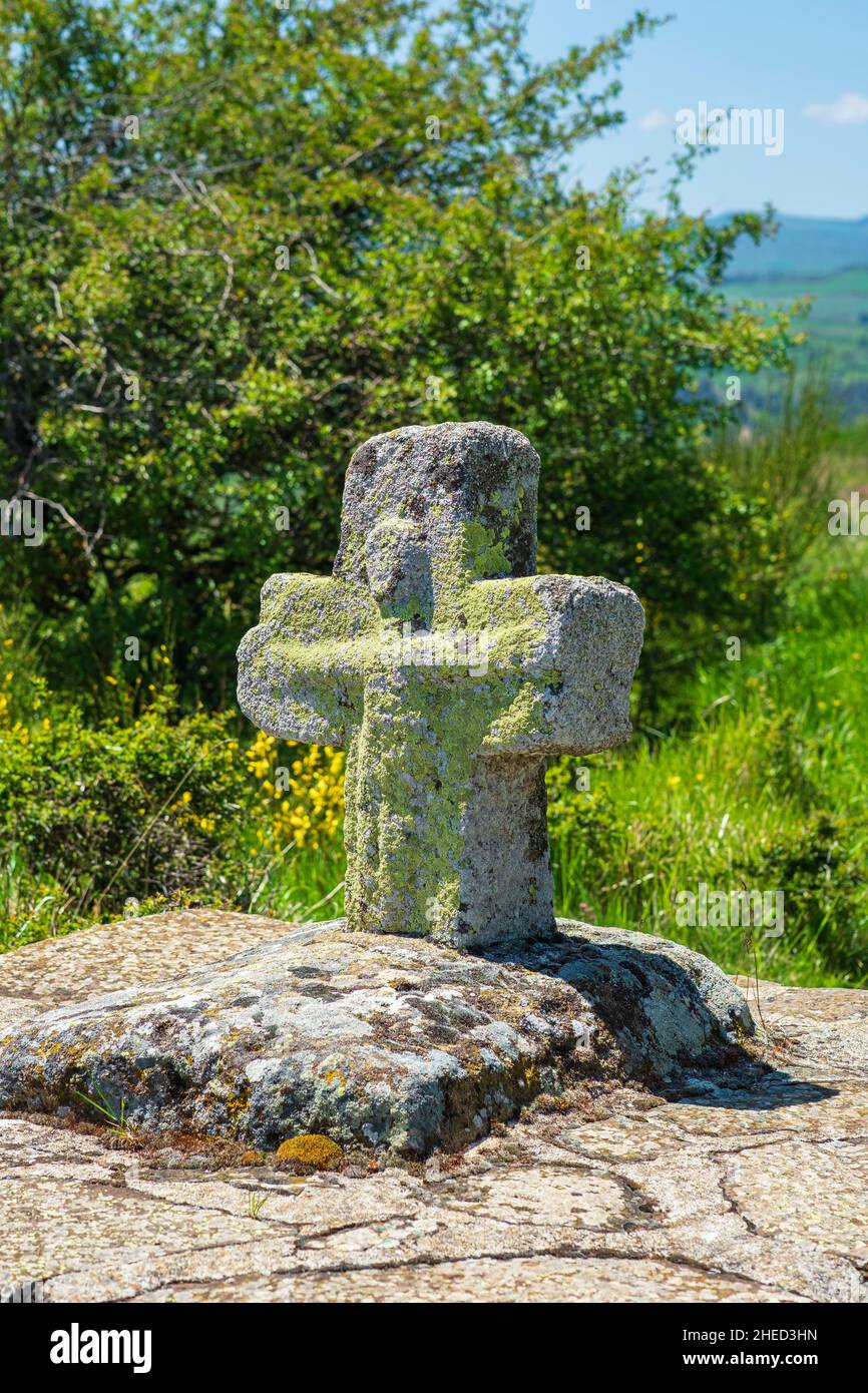 France, Haute-Loire, Monastier-sur-Gazeille, Le Mont cross on the ...