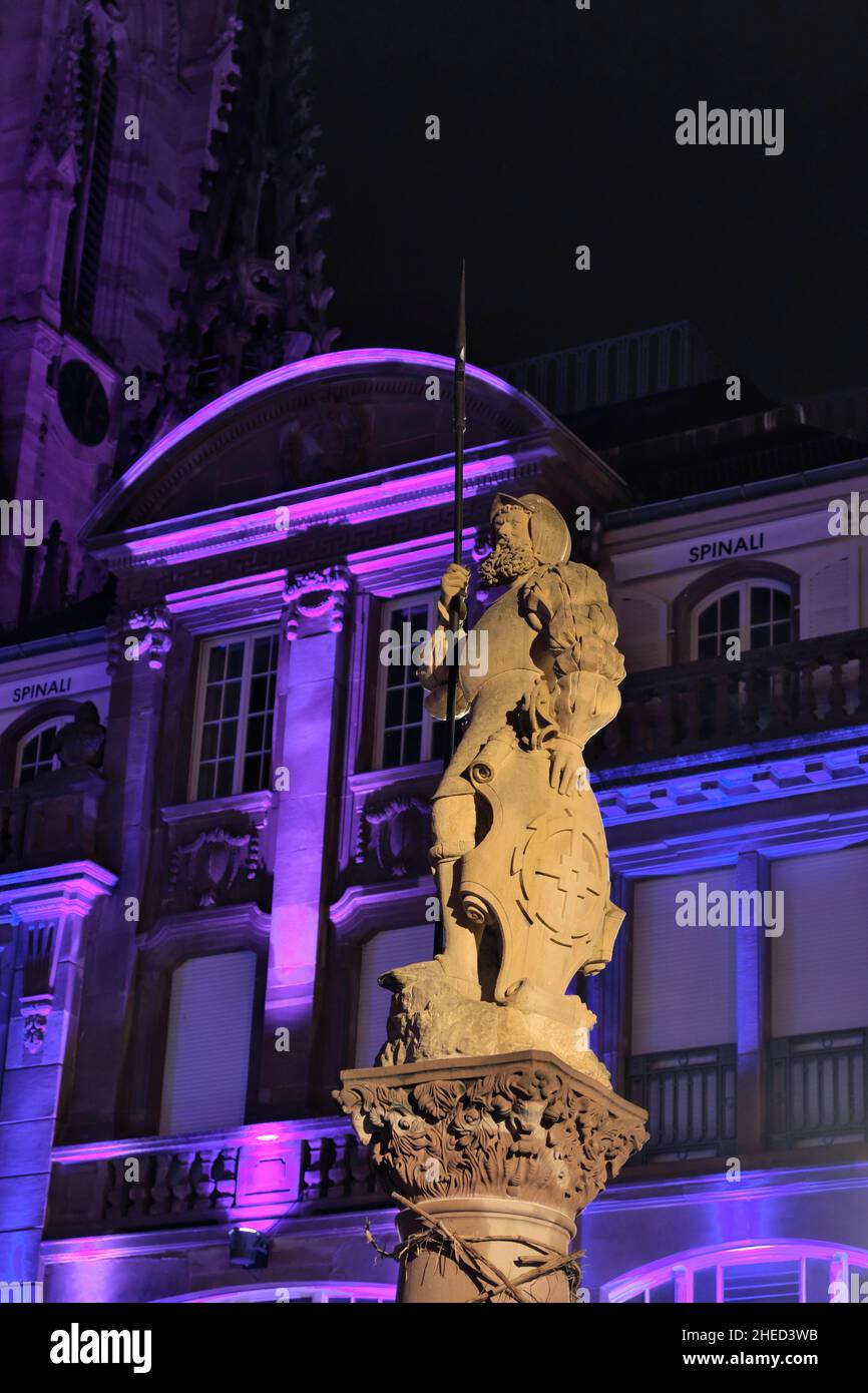 France, Haut Rhin, Mulhouse, Place de la Reunion, Stockbrunnen ...