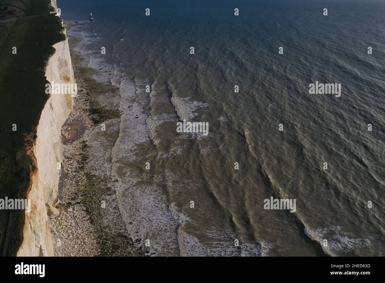 Bright sunny winter day, aerial views, Beach Head, Seaford East Sussex ...