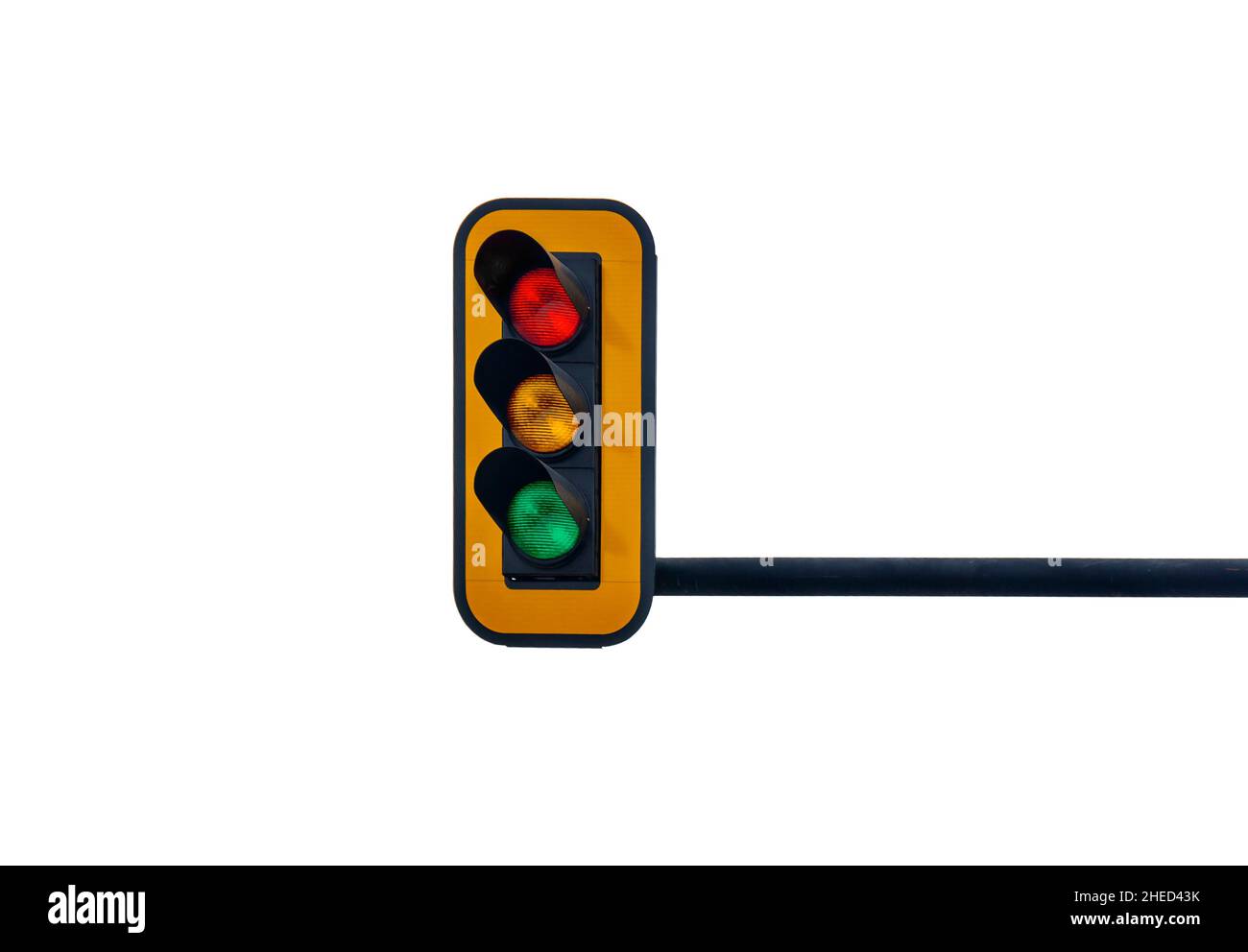 Big semaphore isolated on white with red, yellow and green light Stock ...