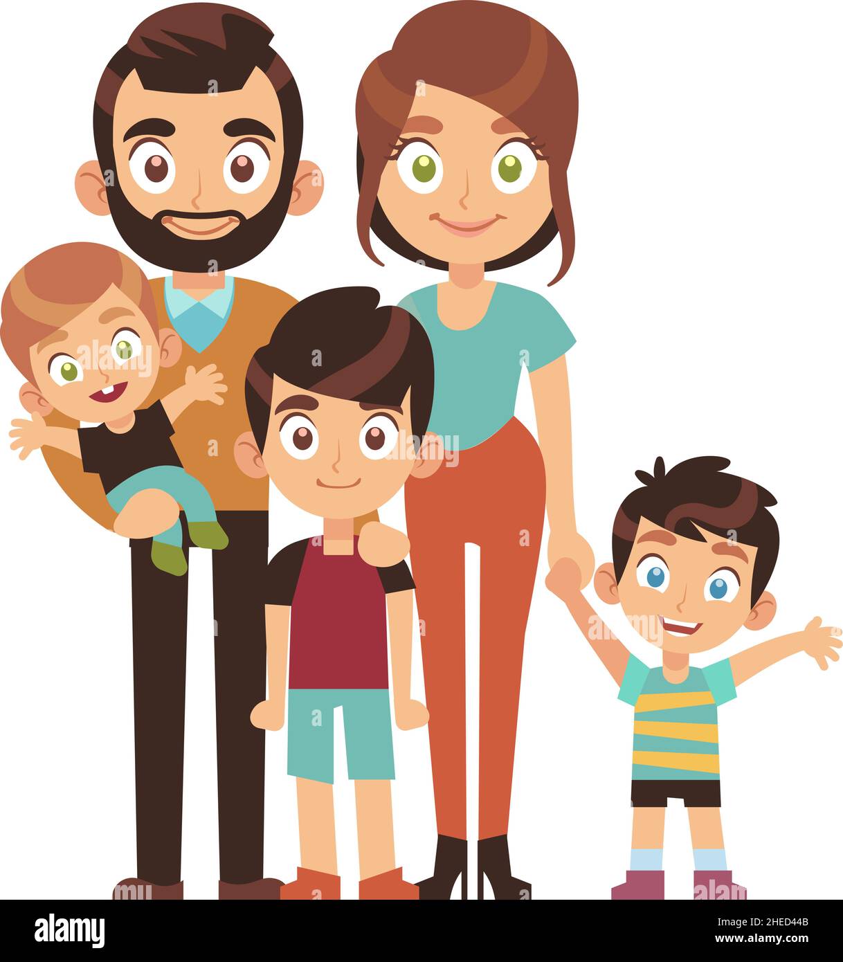 Family Of 5 3 Boys Cartoon