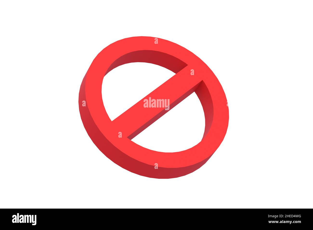 Prohibition sign of red color isolated on white background. 3d ...