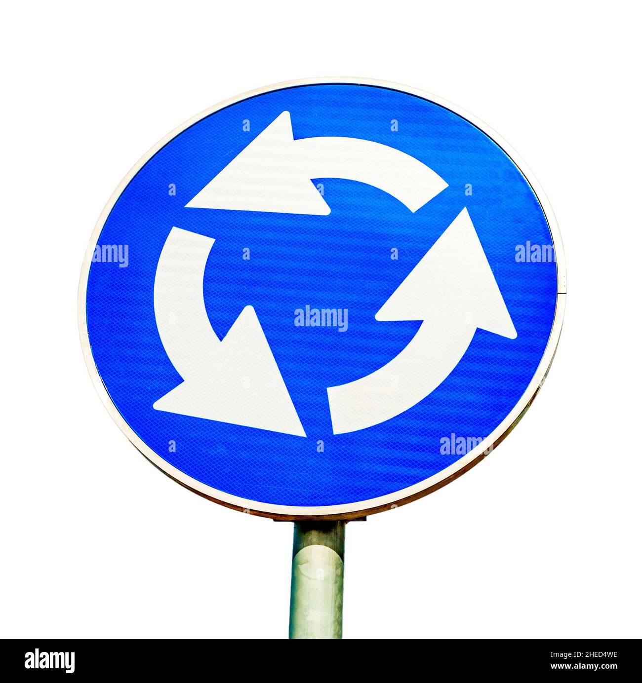 Blue roundabout crossroad road traffic Stock Photo - Alamy