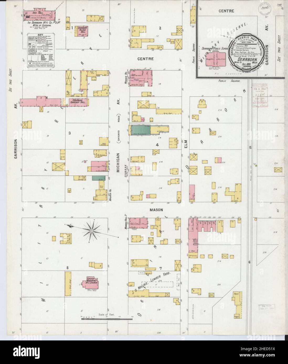 Sanborn Fire Insurance Map from Dearborn, Wayne County, Michigan Stock ...