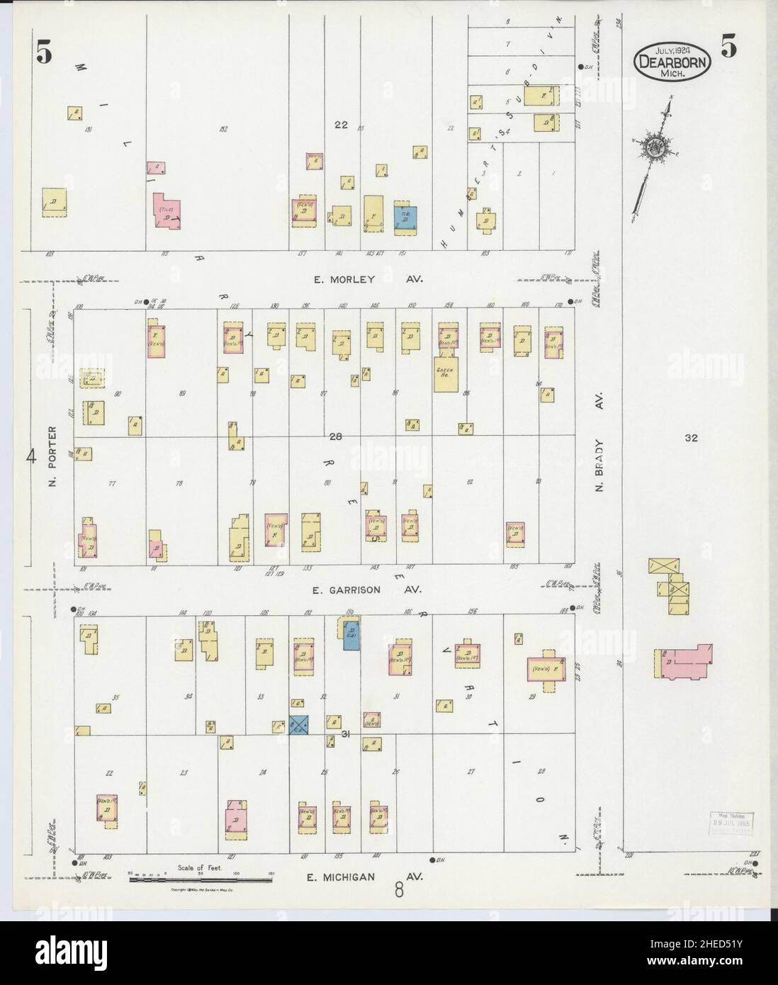 Sanborn Fire Insurance Map from Dearborn, Wayne County, Michigan Stock ...