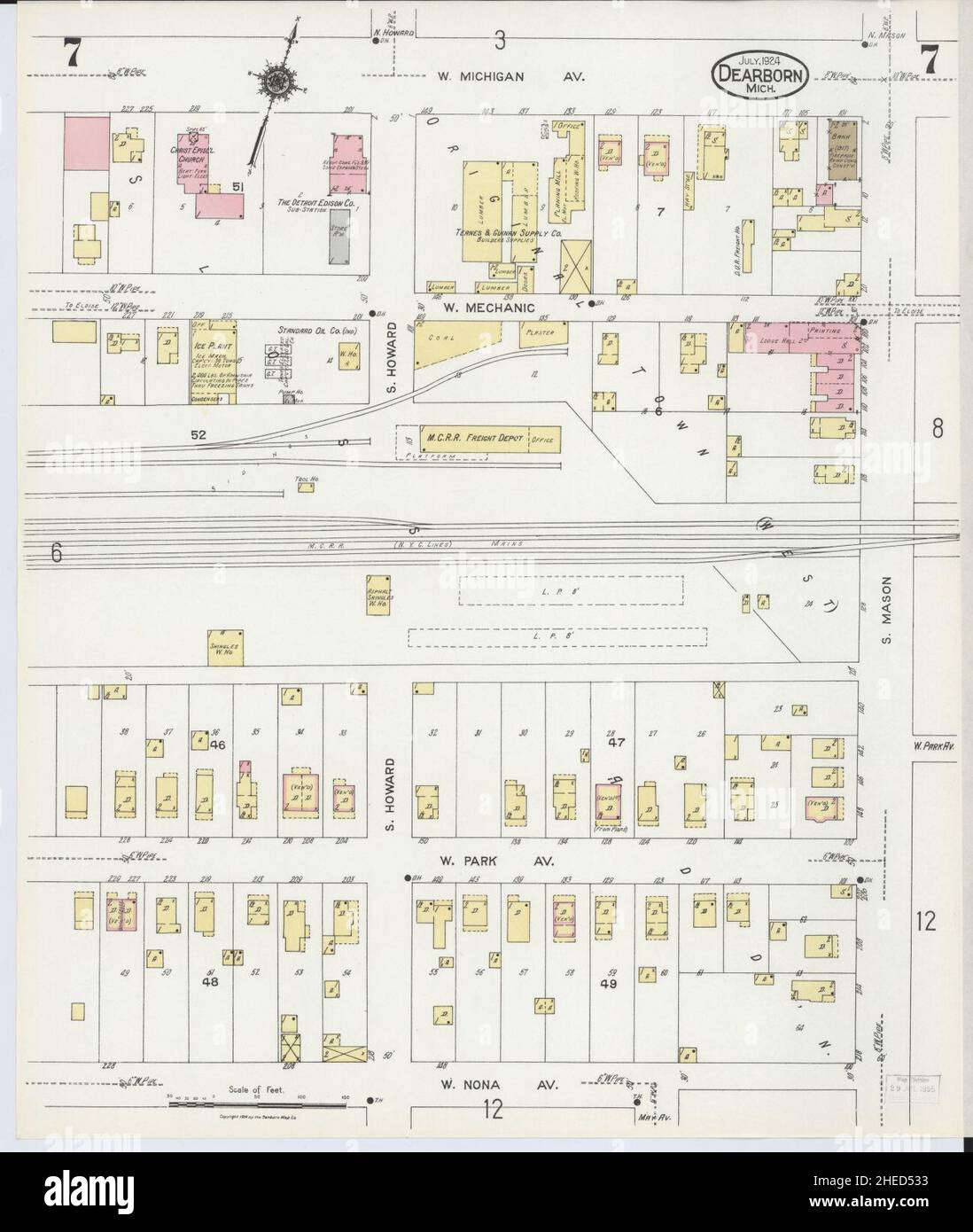 Sanborn Fire Insurance Map from Dearborn, Wayne County, Michigan Stock ...