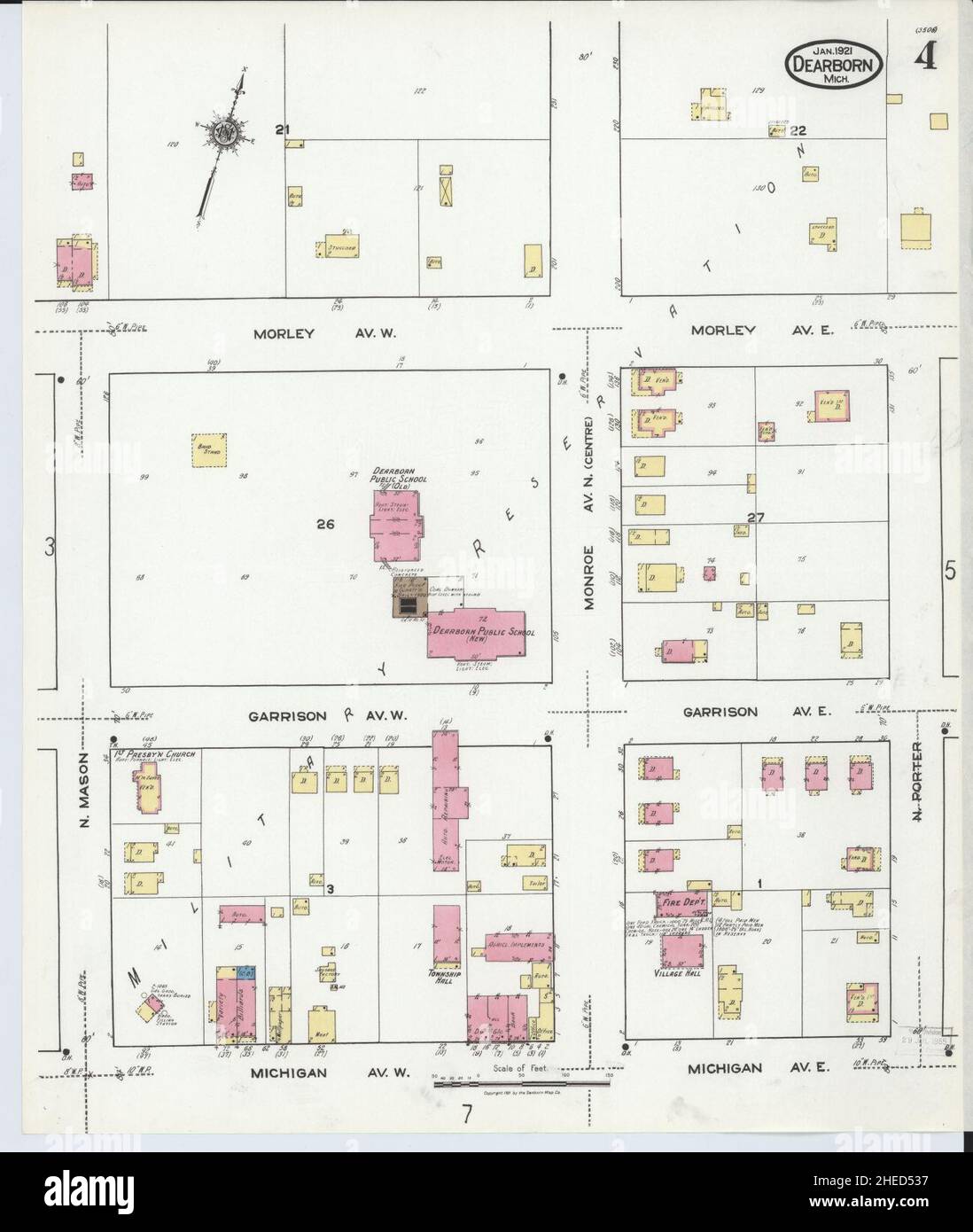 Sanborn Fire Insurance Map from Dearborn, Wayne County, Michigan Stock ...