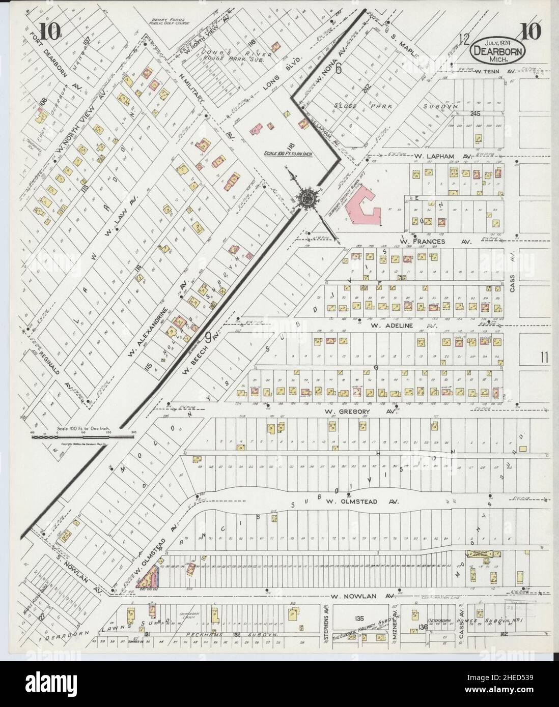 Sanborn Fire Insurance Map from Dearborn, Wayne County, Michigan Stock ...