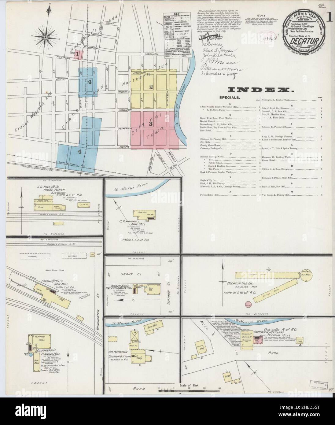 Sanborn Fire Insurance Map from Decatur, Adams County, Indiana Stock ...