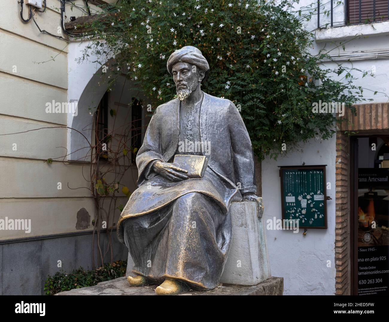 CORDOBA ANDALUCIA SPAIN THE STATUE OF MAIMONIDES IN THE JEWISH QUARTER ...