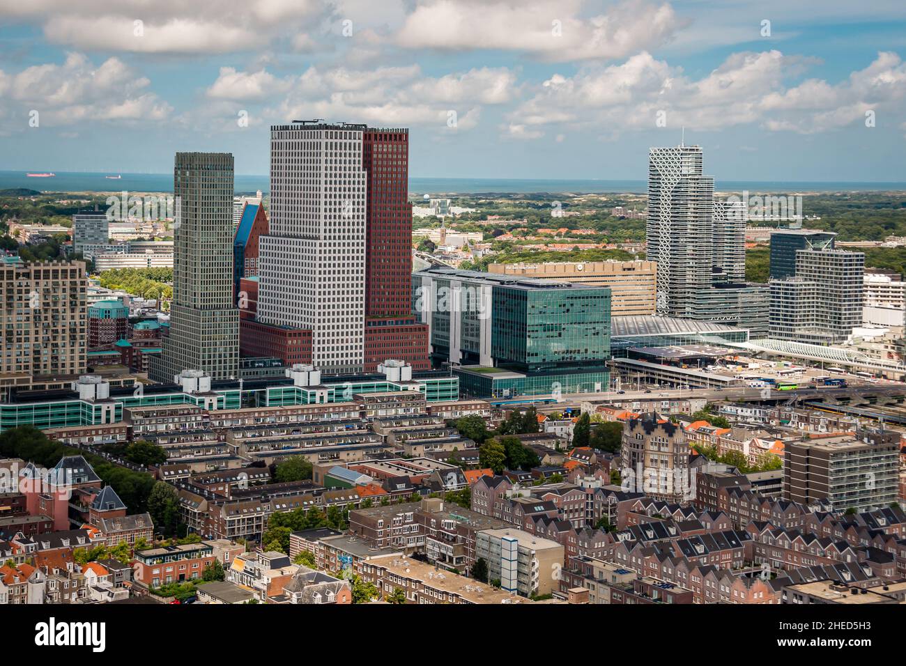 High angle view of the city the Hague with skyscrapers. You can see the ...