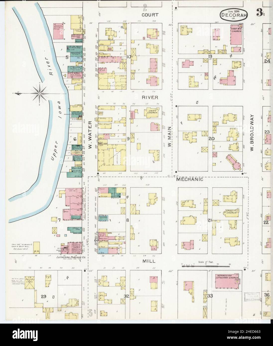 Sanborn Fire Insurance Map from Decorah, Winneshiek County, Iowa Stock ...