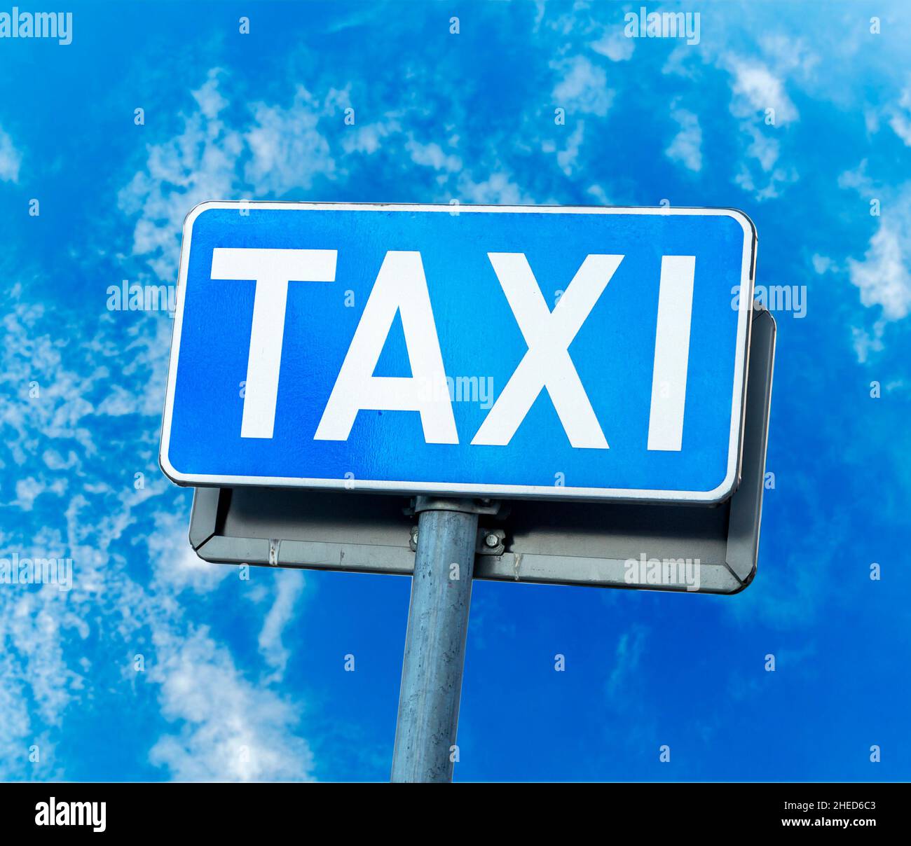 Blue taxi street Stock Photo - Alamy