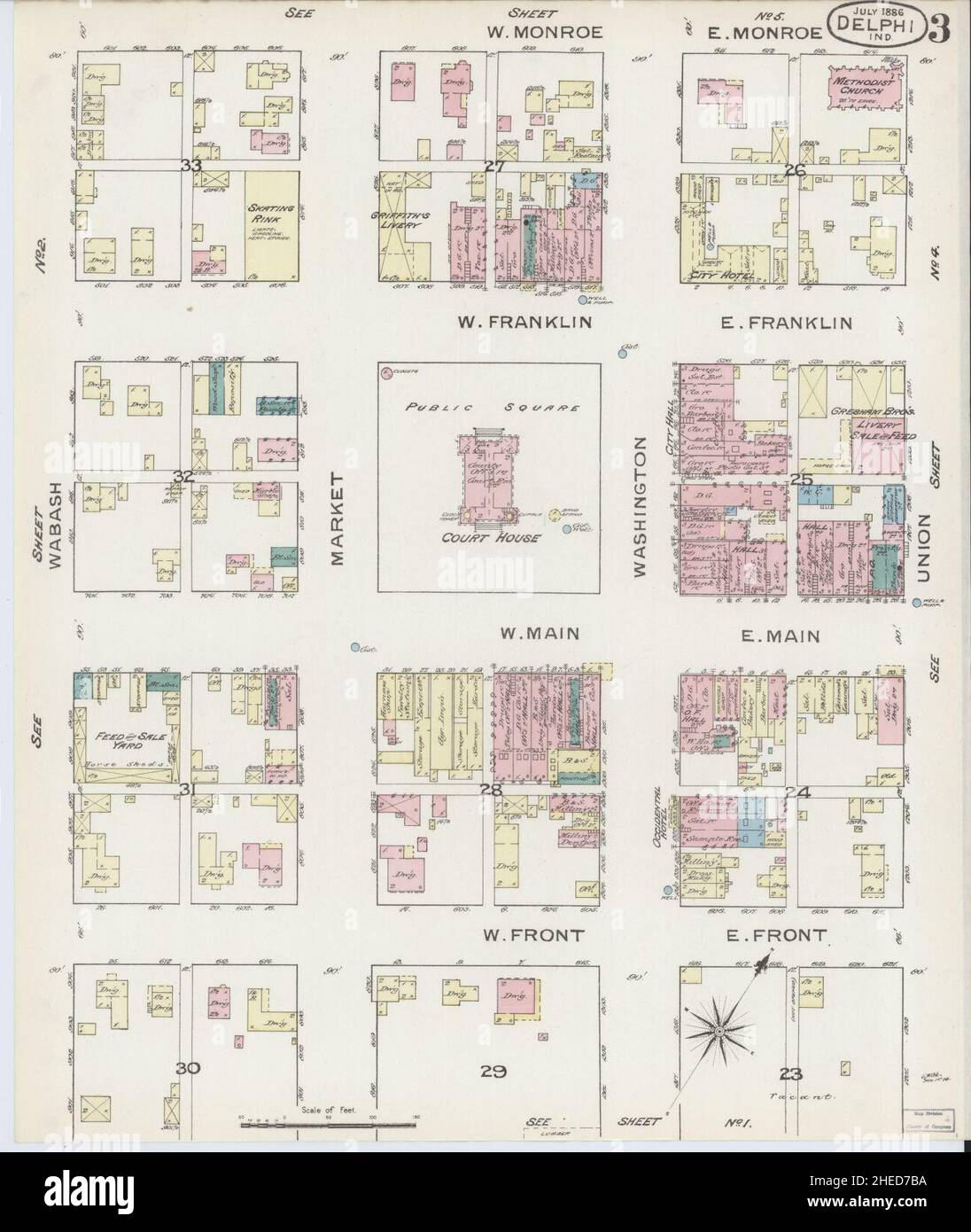 Sanborn Fire Insurance Map from Delphi, Carroll County, Indiana Stock ...