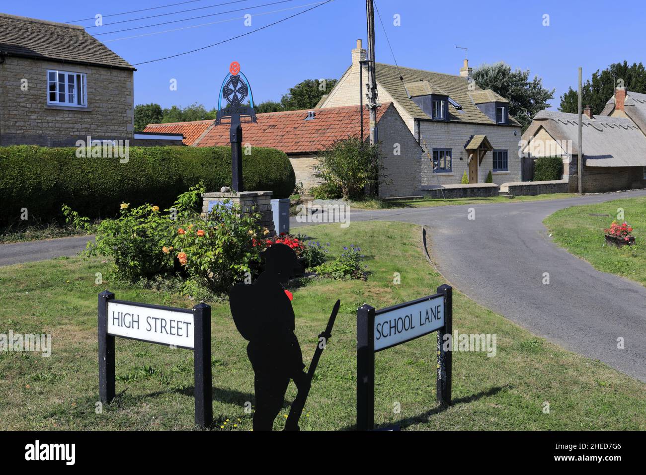 Maxey village green and sign; Peterborough; Cambridgeshire; England; UK ...