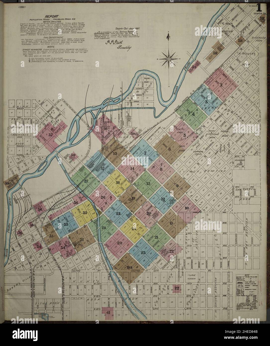 Sanborn Fire Insurance Map from Denver, Denver County, Colorado Stock ...