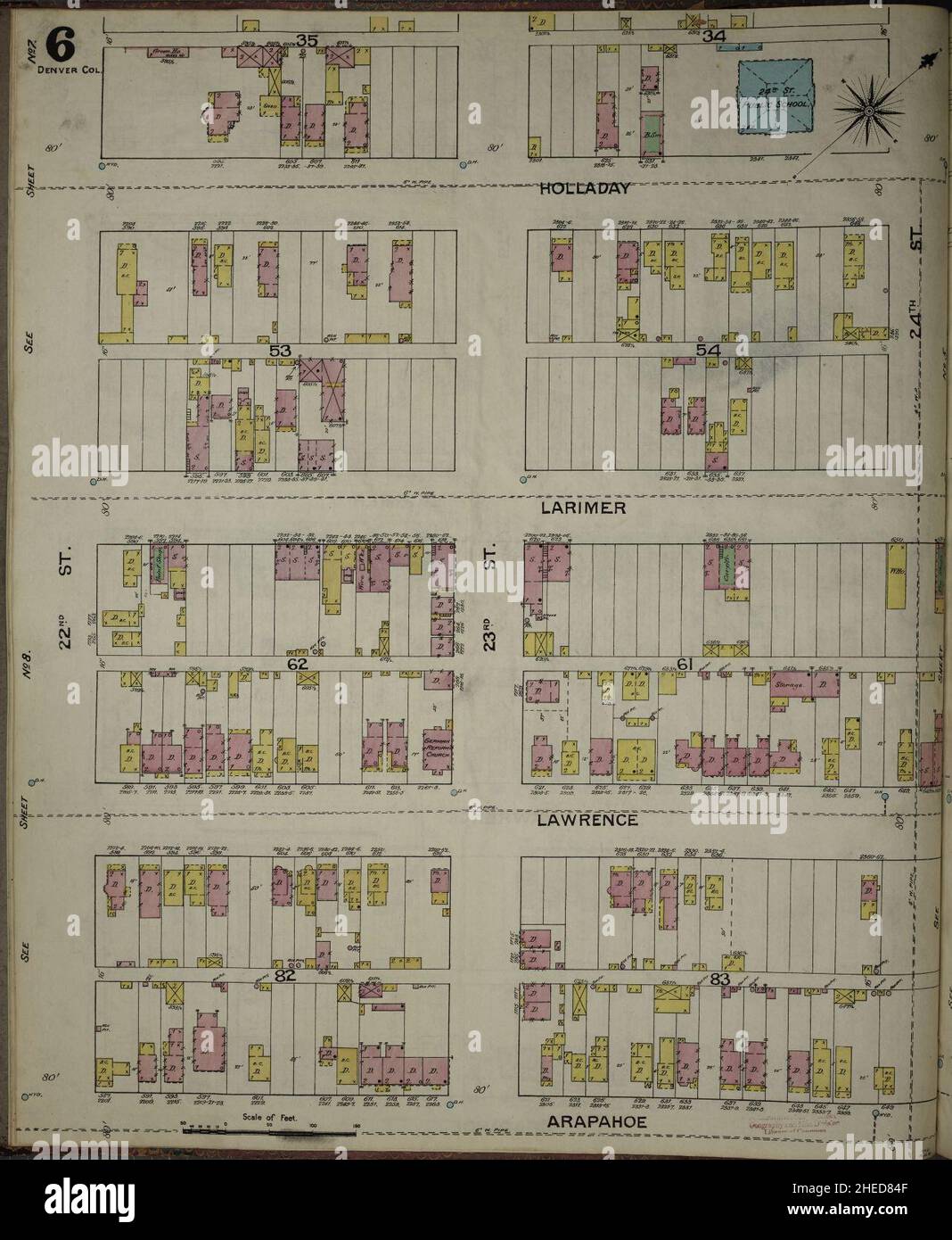 Sanborn Fire Insurance Map from Denver, Denver County, Colorado Stock ...
