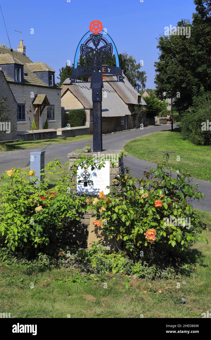 Maxey village green and sign; Peterborough; Cambridgeshire; England; UK ...