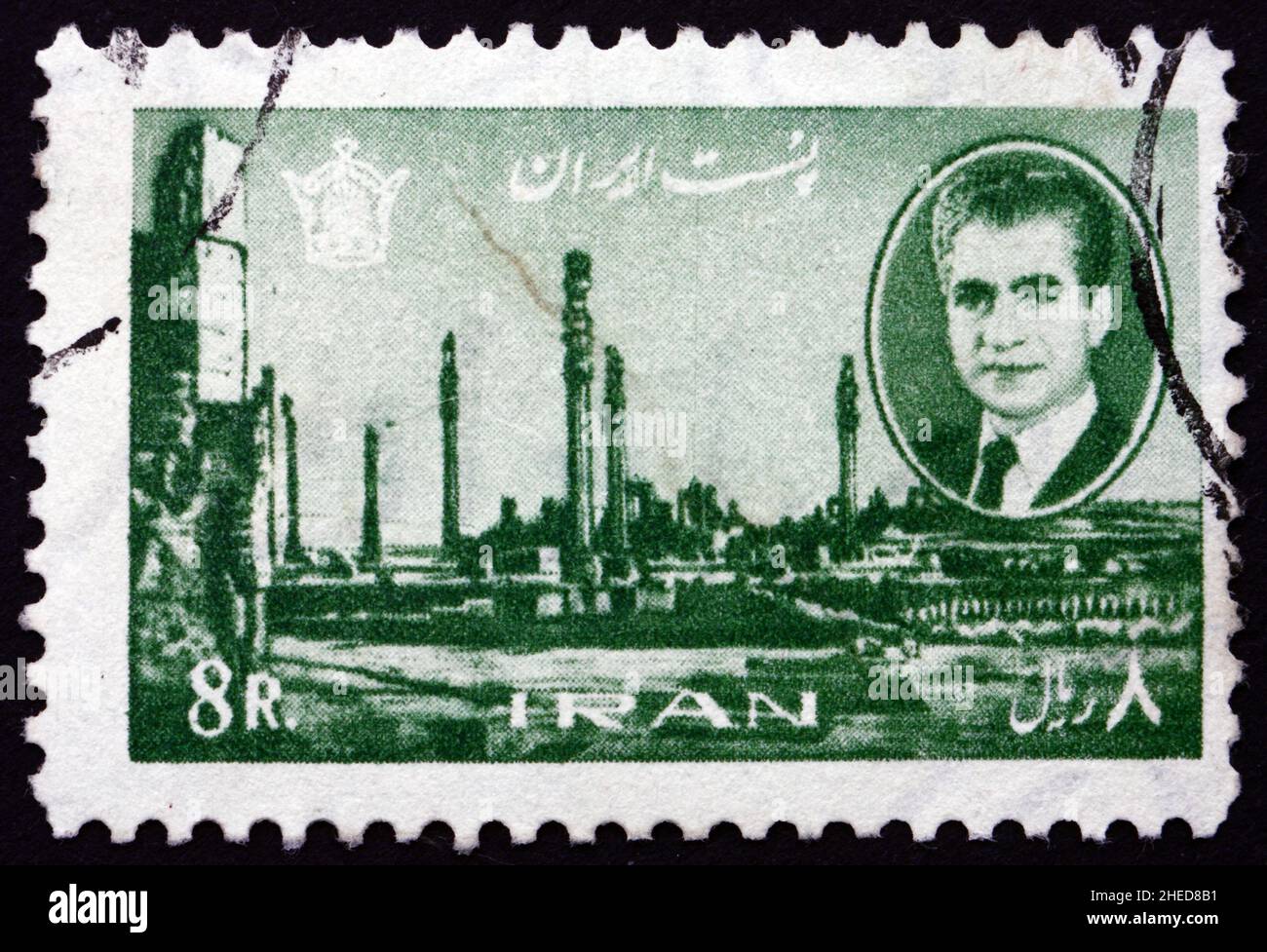 IRAN - CIRCA 1966: a stamp printed in the Iran shows Mohammad Reza Shah ...