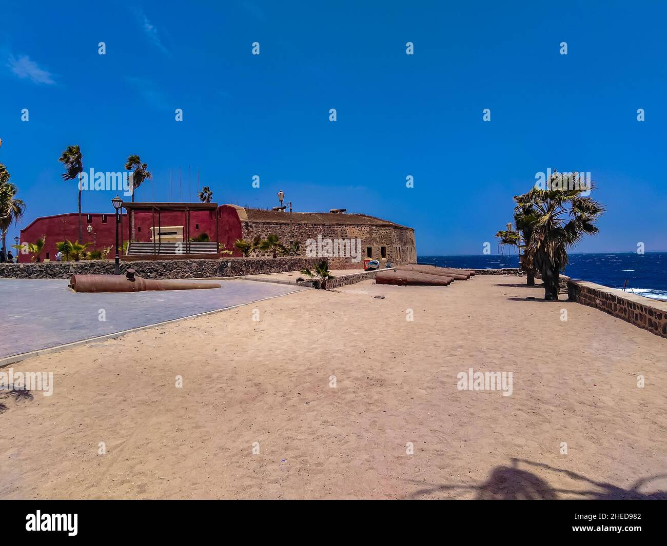 Traditional architecture from island of Goree near Dakar in Senegal ...