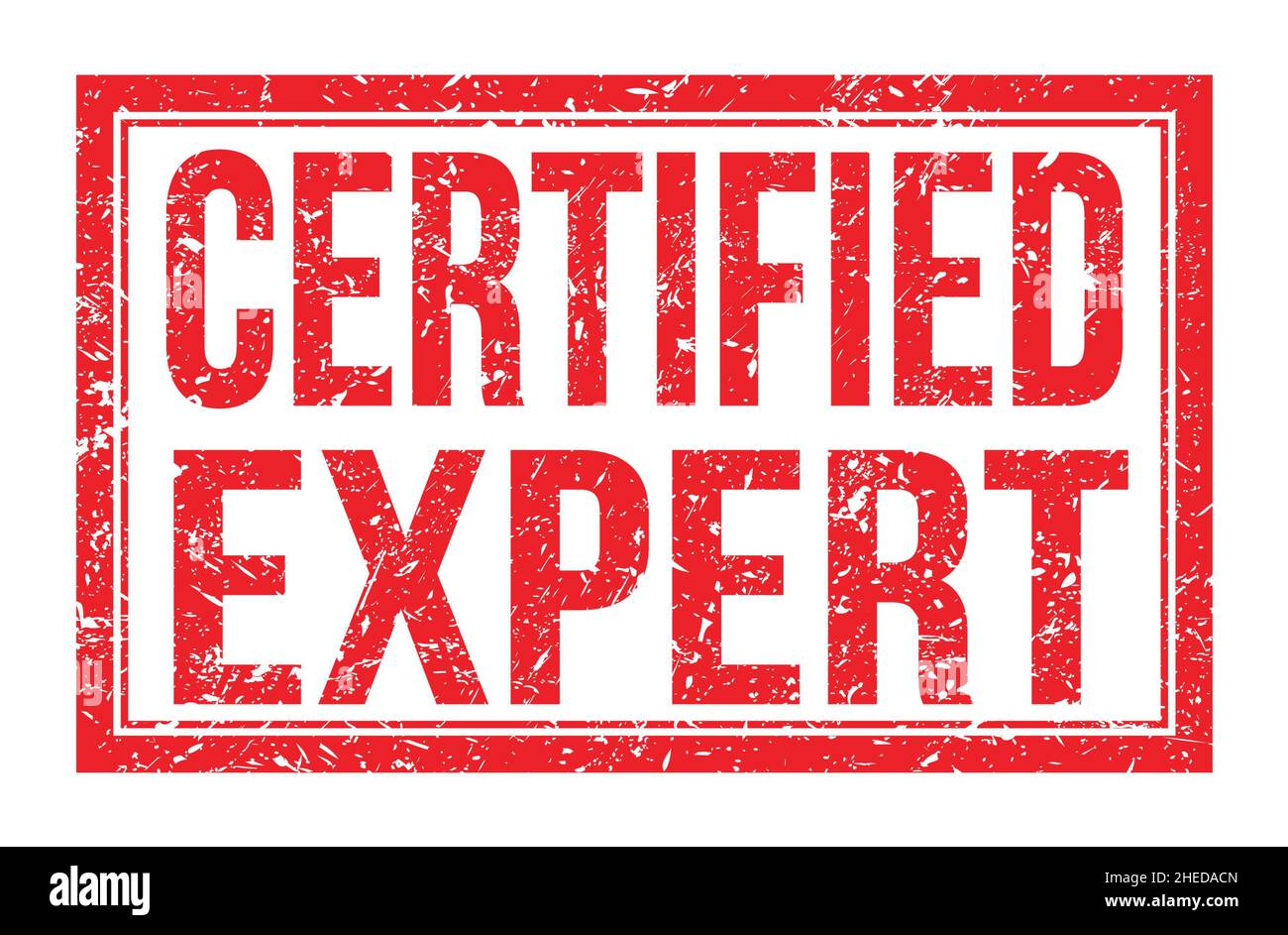 CERTIFIED EXPERT, words written on red rectangle stamp sign Stock Photo ...