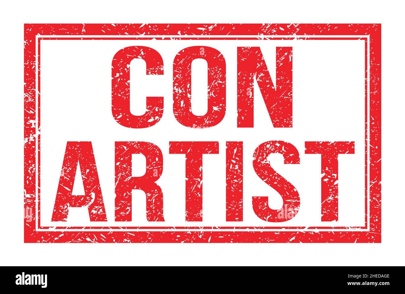 CON ARTIST, words written on red rectangle stamp sign Stock Photo - Alamy