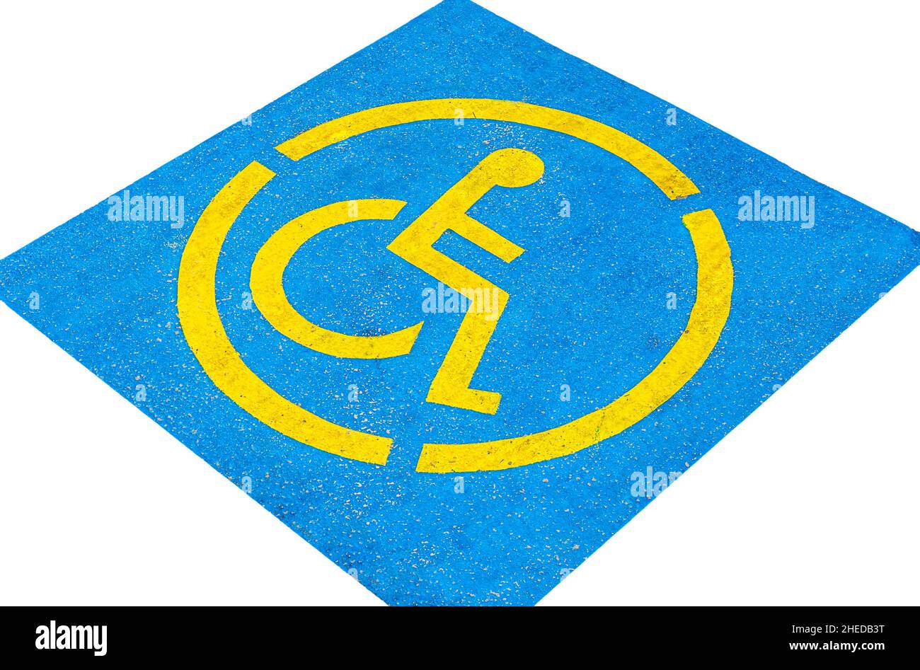 Handicap yellow parking sign on asphalt, persons with disabilities ...