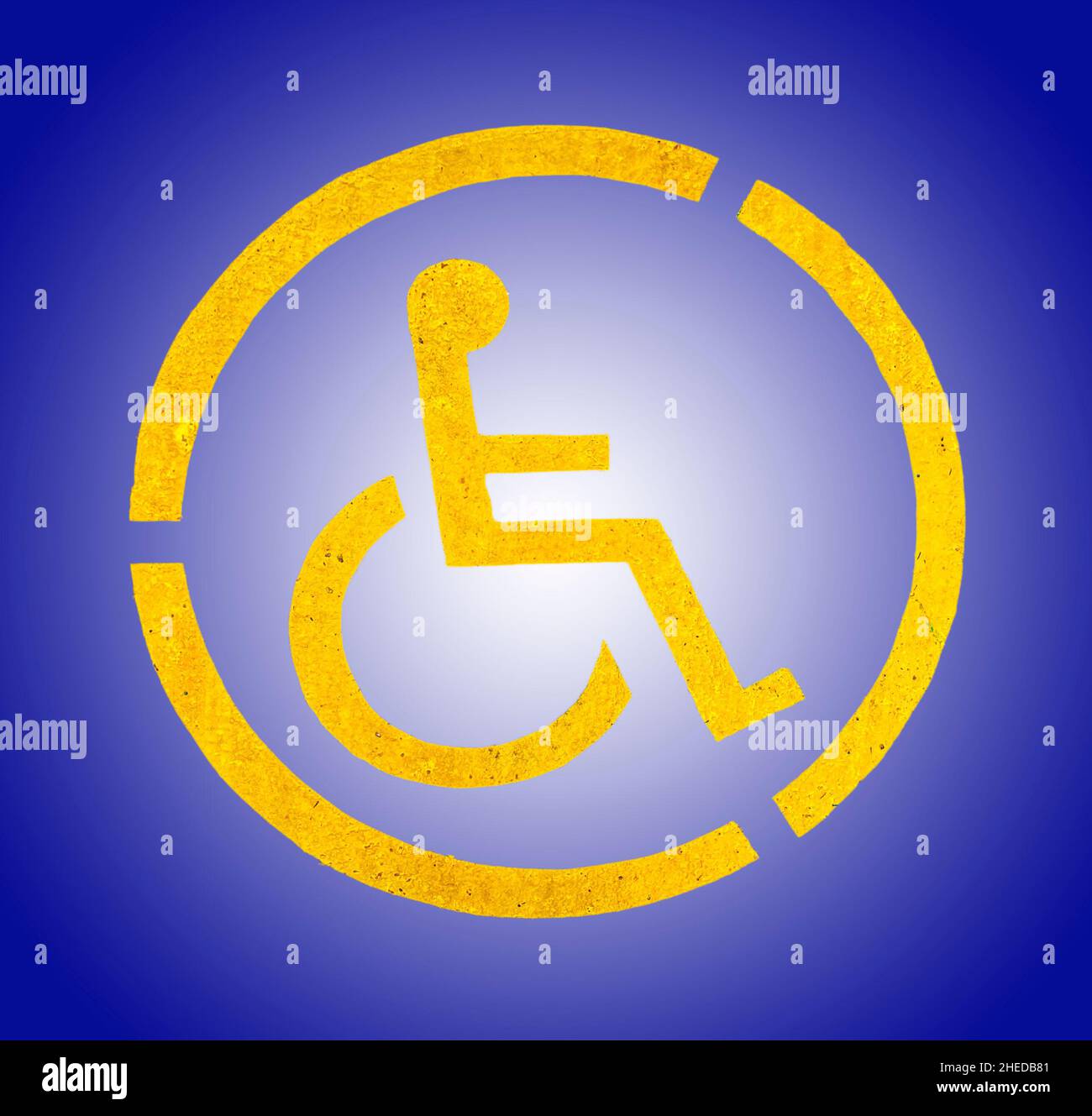 Handicap yellow parking sign on asphalt, persons with disabilities ...