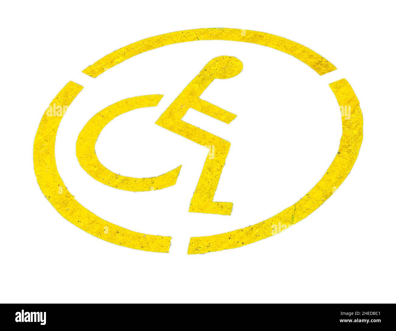 Handicap yellow parking sign on asphalt, persons with disabilities ...