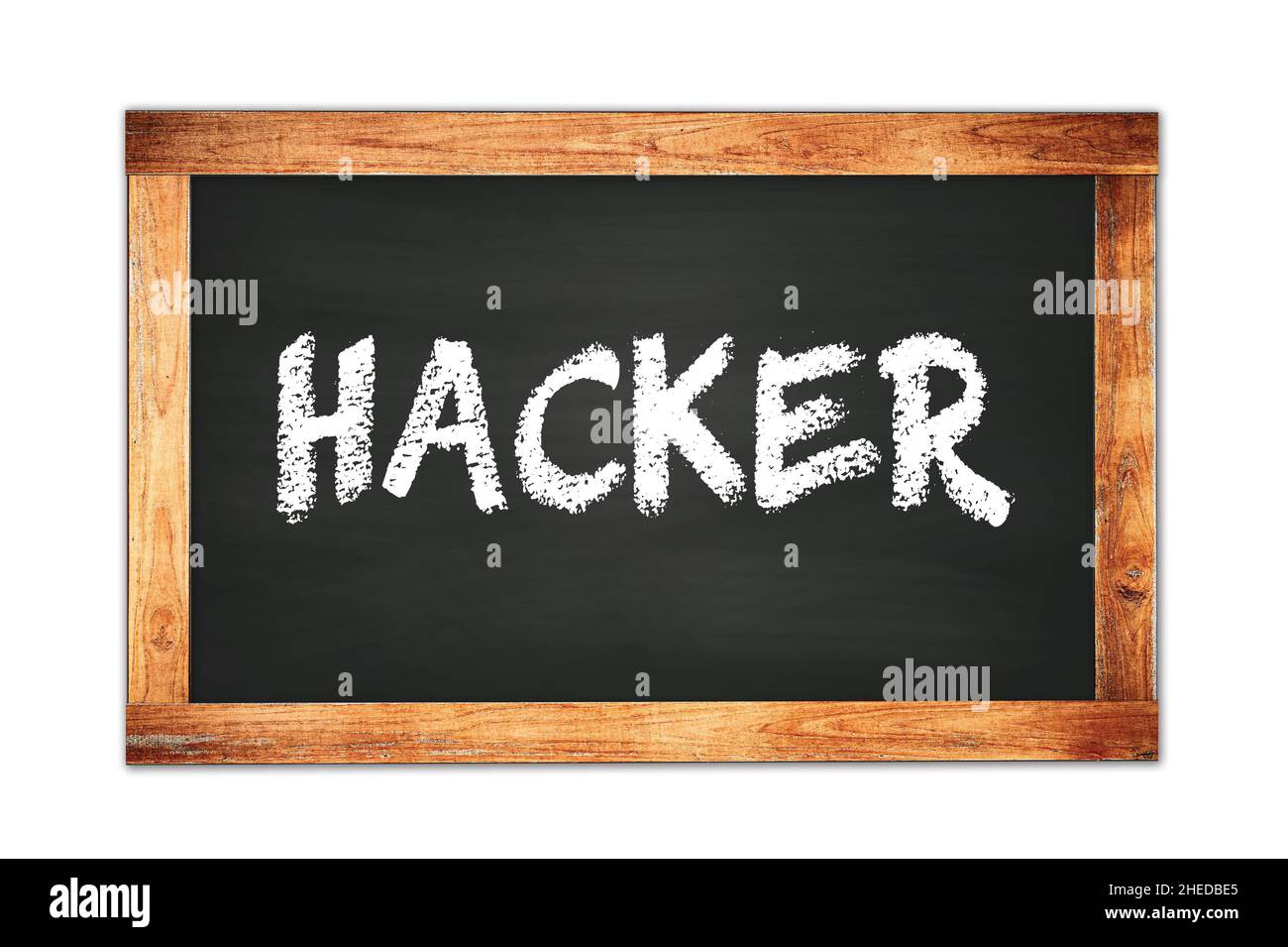 HACKER text written on black wooden frame school blackboard Stock Photo ...