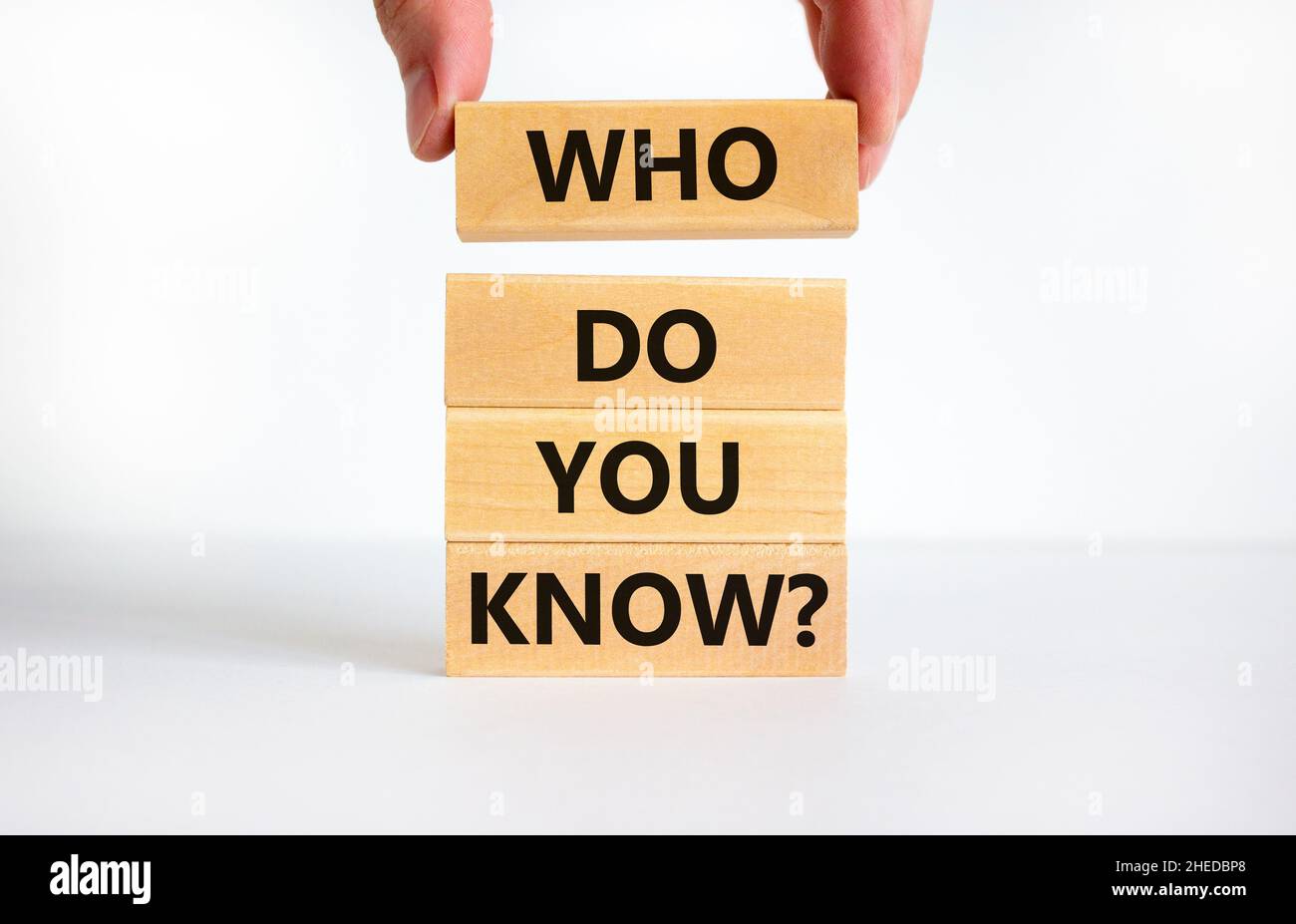 Who do you know symbol. Concept words Who do you know on wooden blocks ...