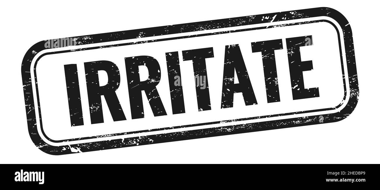 IRRITATE text on black grungy vintage rectangle stamp Stock Photo - Alamy