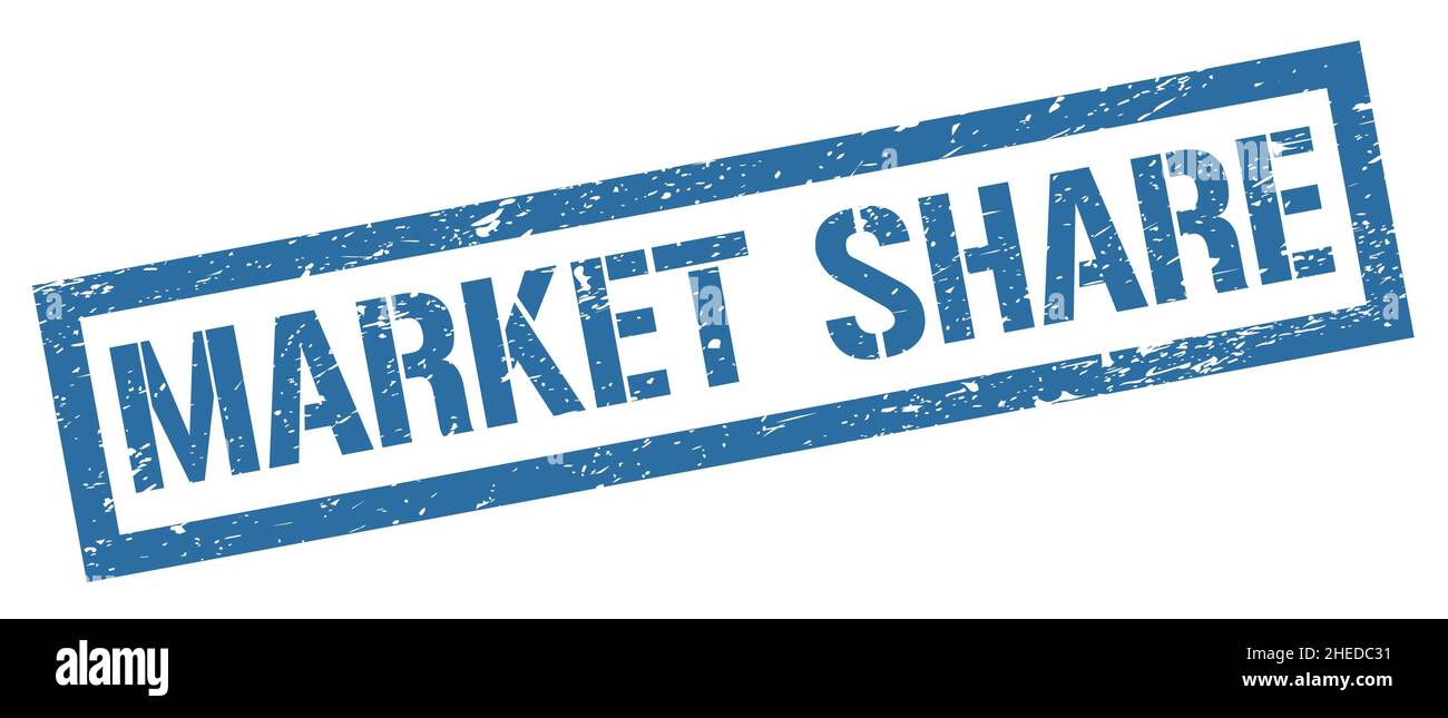 MARKET SHARE blue grungy rectangle stamp sign Stock Photo - Alamy