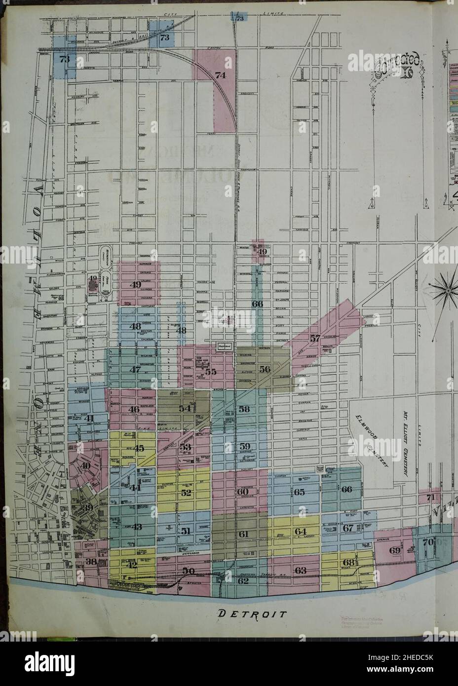 Sanborn Fire Insurance Map from Detroit, Wayne County, Michigan Stock ...