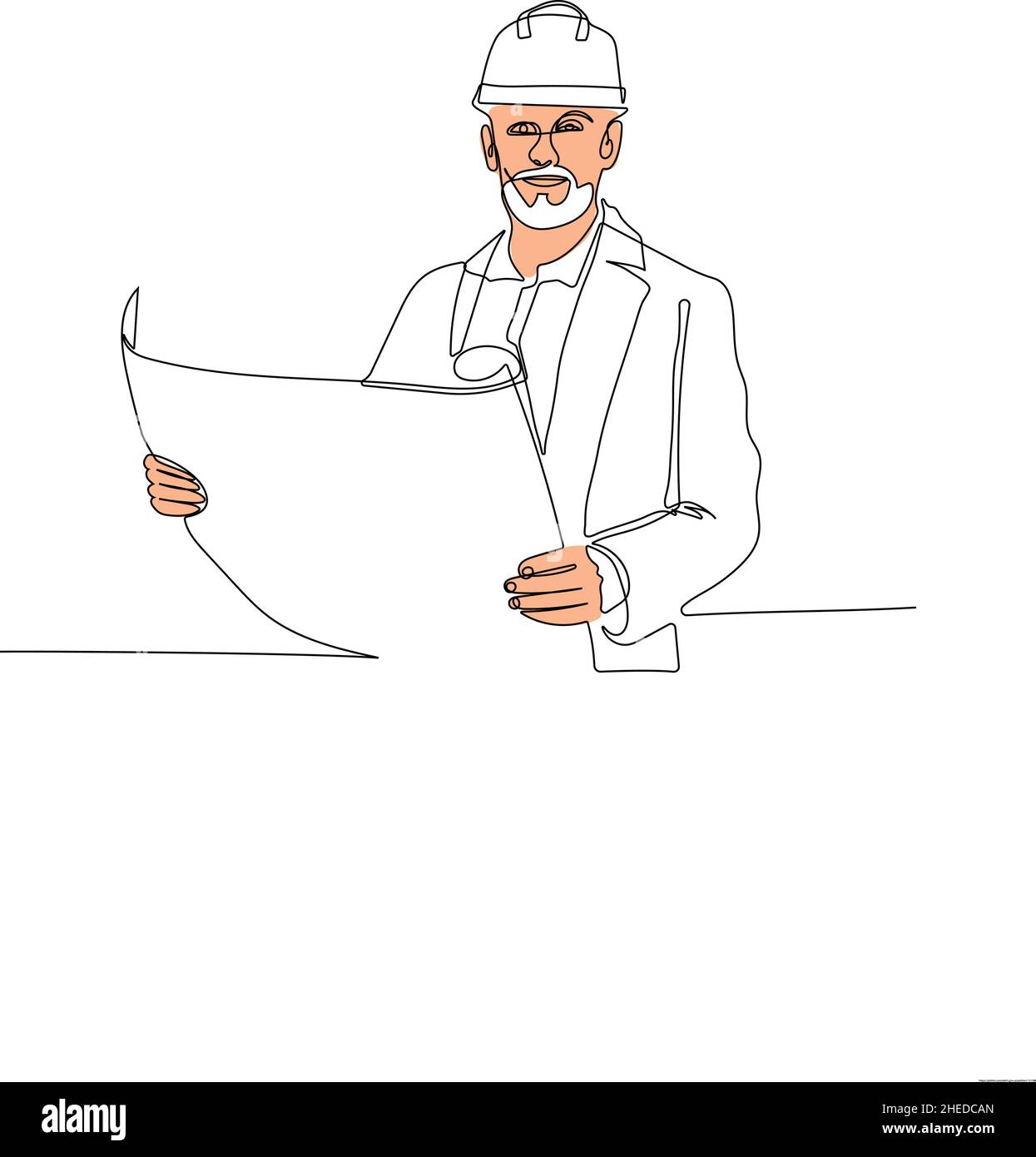 Continuous line drawing of a experienced engineer Stock Vector Image ...