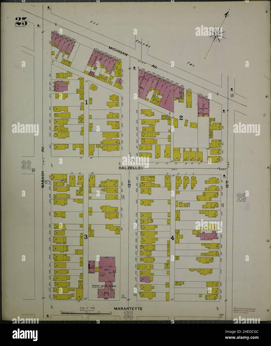Sanborn Fire Insurance Map from Detroit, Wayne County, Michigan Stock ...