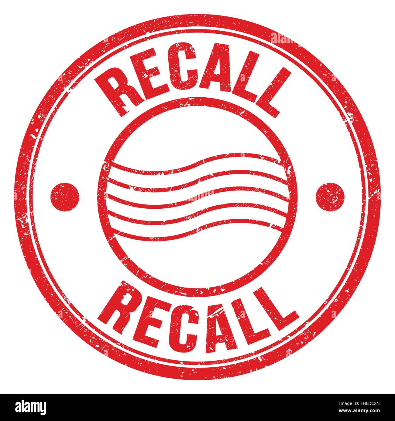RECALL word written on red round postal stamp sign Stock Photo - Alamy