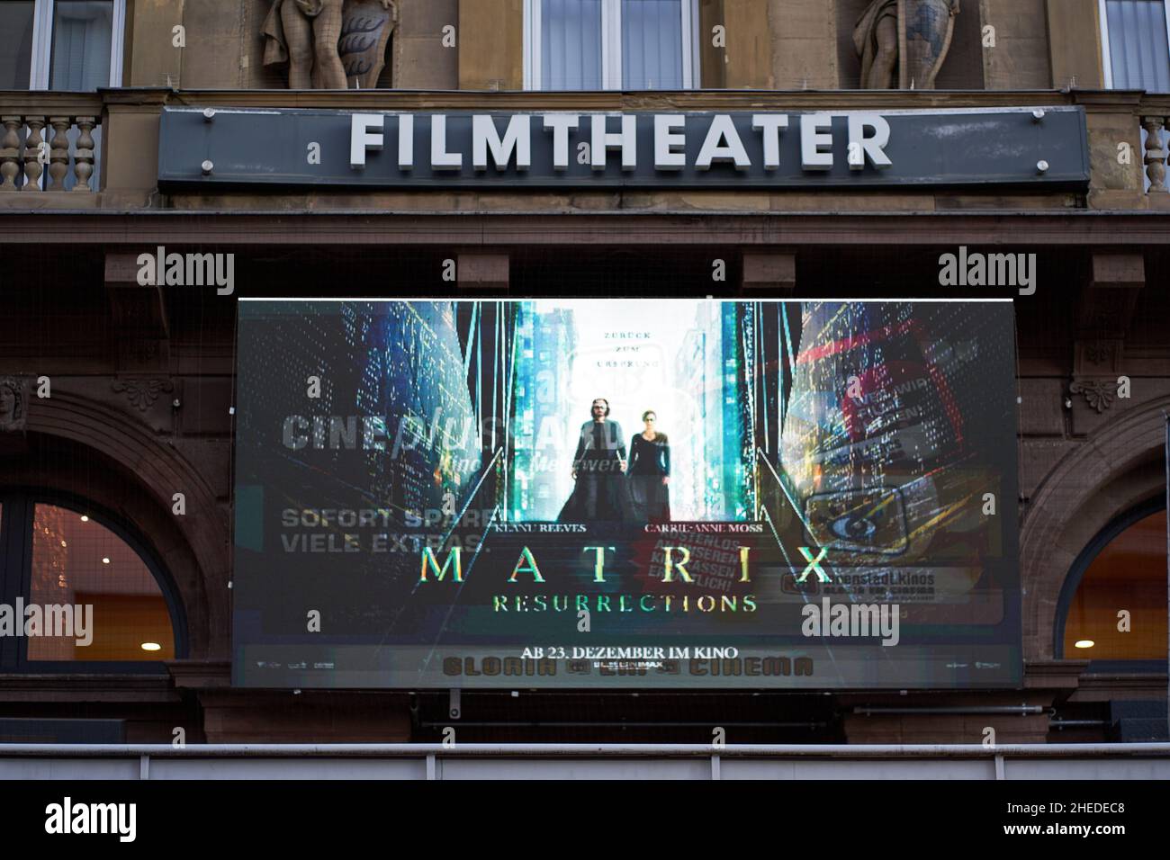 Stuttgart, Germany - December 31, 2021: Advertisement for cinema film ...