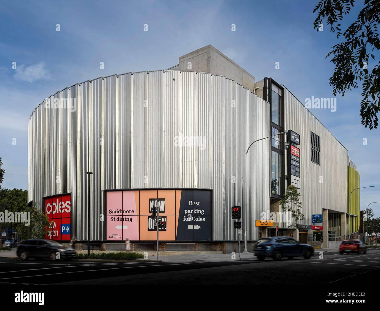 Curved metal corner facade. Marrickville Metro, Sydney, Australia ...