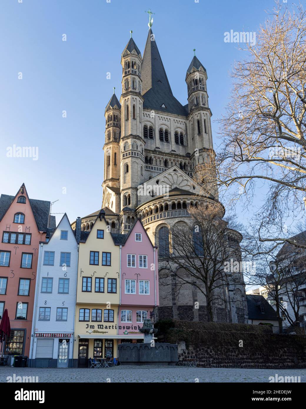 Colorful and well preserved historical buildings in Cologne old town ...
