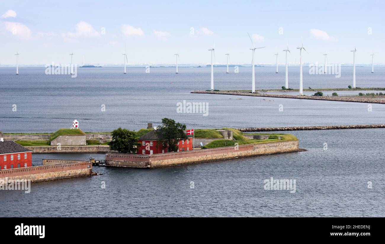 Trekroner or Three Crowns fort in the approaches to Copenhagen harbour ...