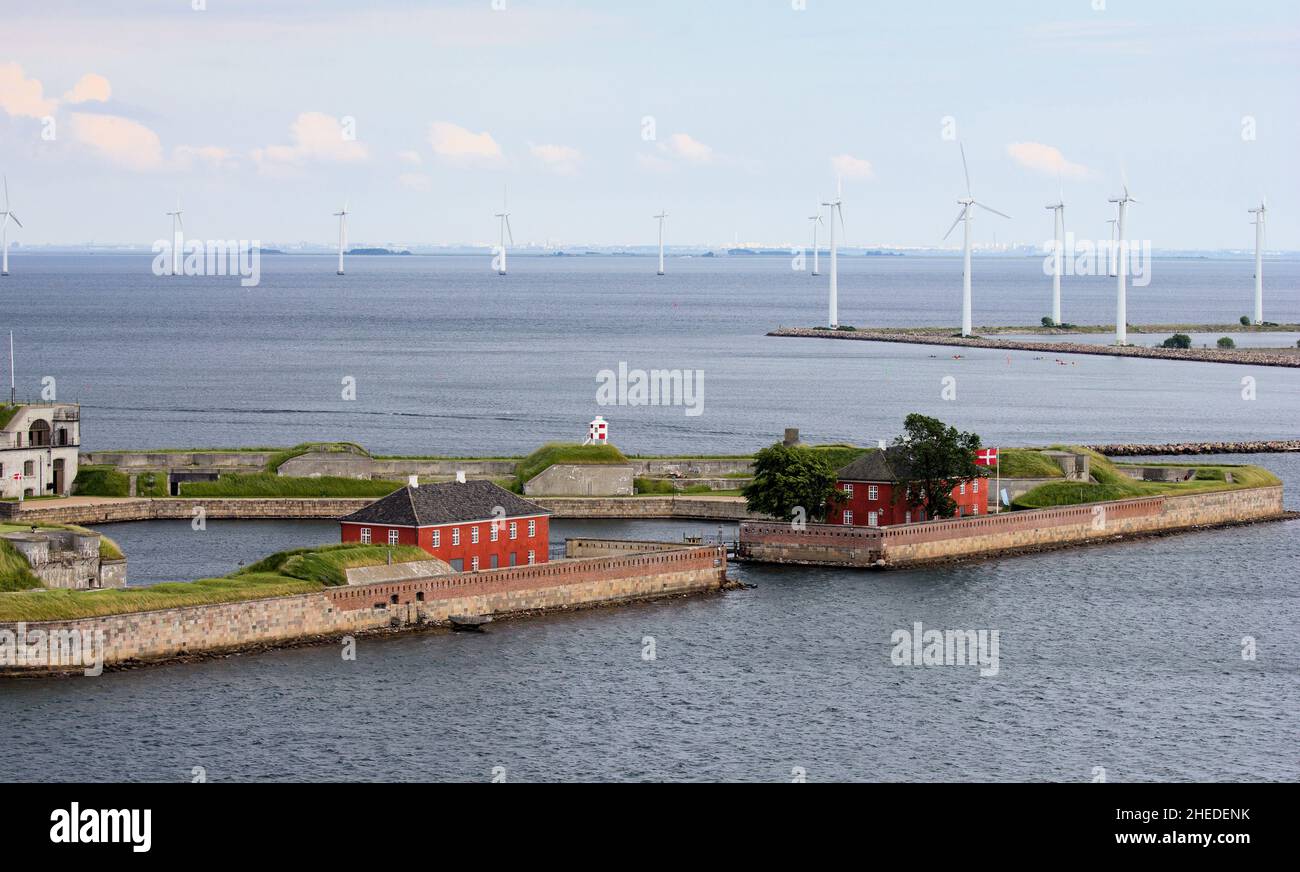 Trekroner or Three Crowns fort in the approaches to Copenhagen harbour ...