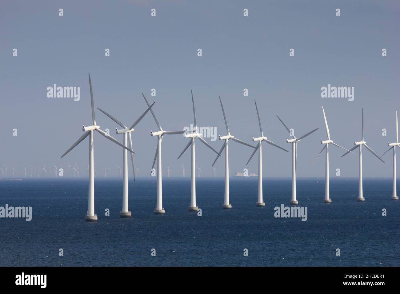 Offshore wind turbine in the approaches the Copenhagen, Denmark Stock ...
