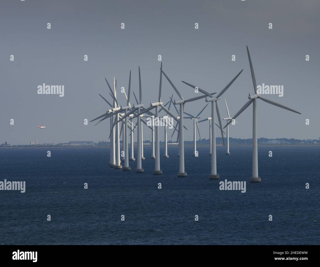 Offshore wind turbine in the approaches the Copenhagen, Denmark Stock ...