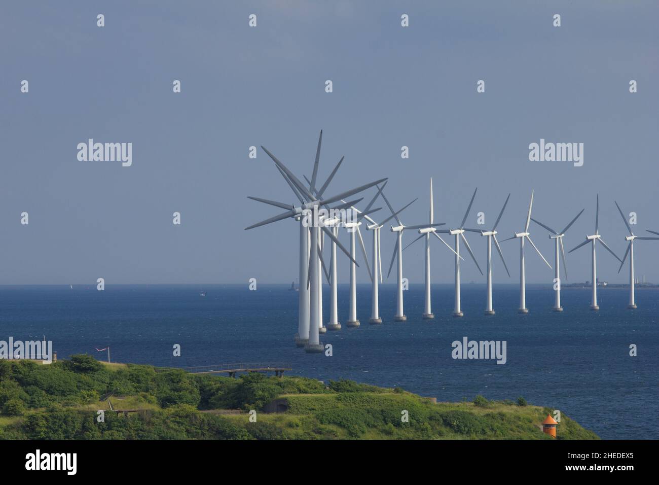 Offshore wind turbine in the approaches the Copenhagen, Denmark Stock ...