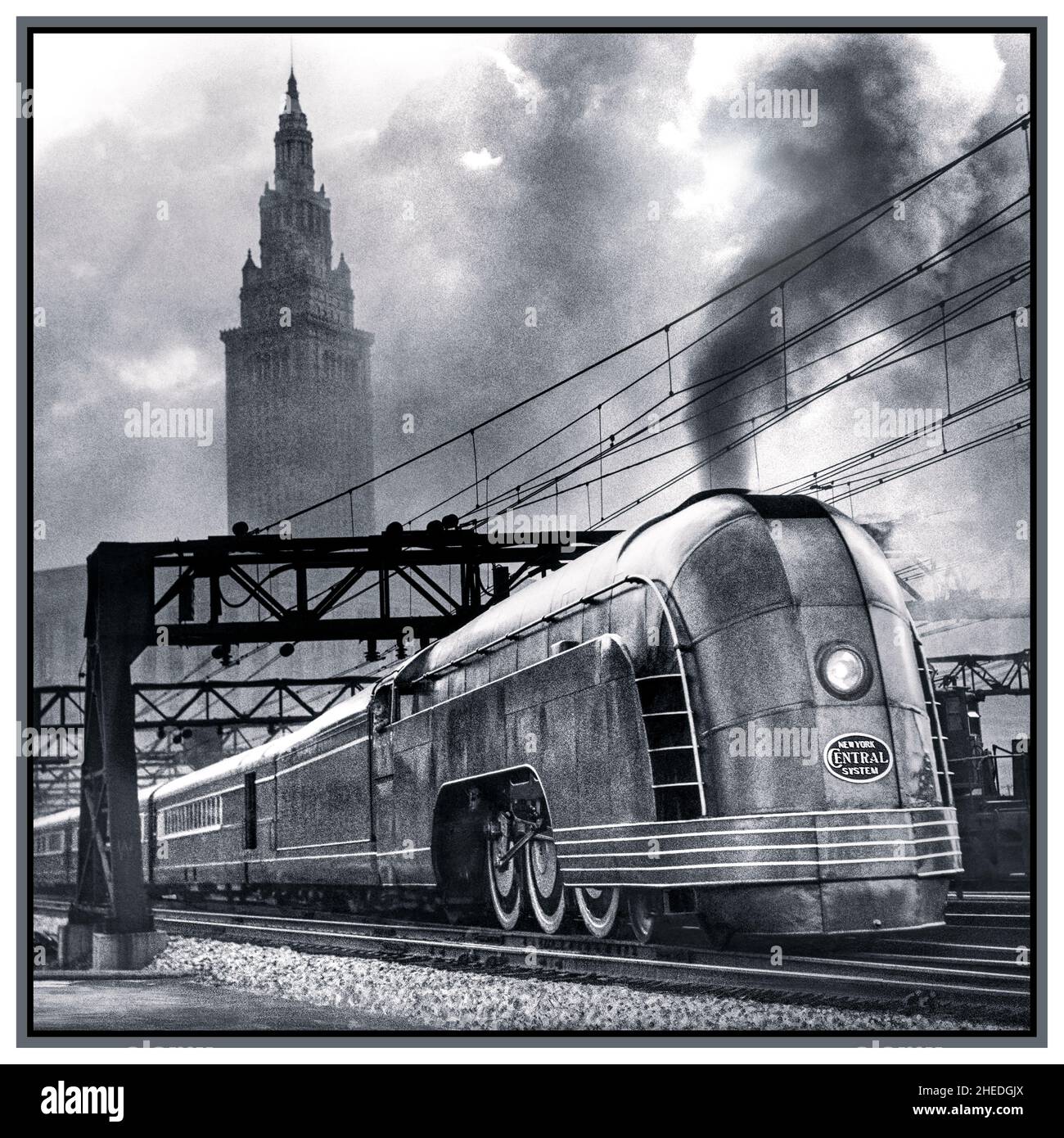 Streamlined Mercury Train departing Cleveland Ohio 1936 Skyscaper ...