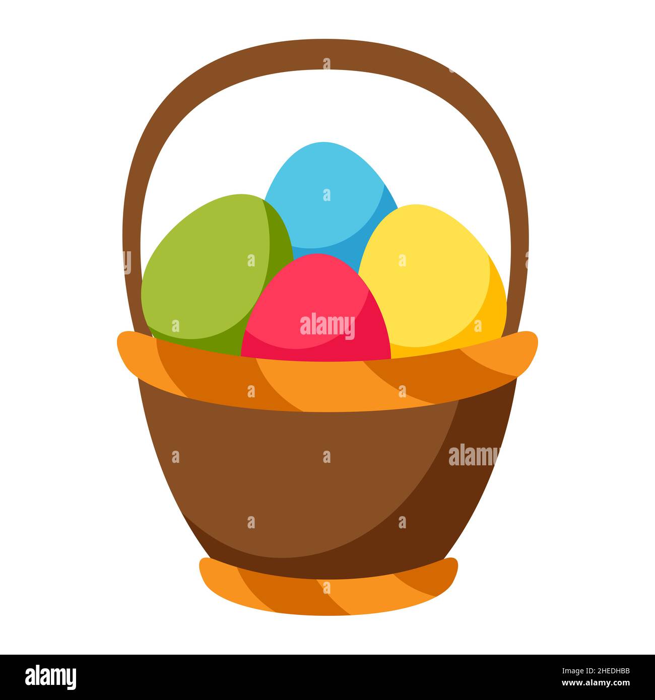Illustration of Happy Easter eggs in basket. Cartoon symbol of ...