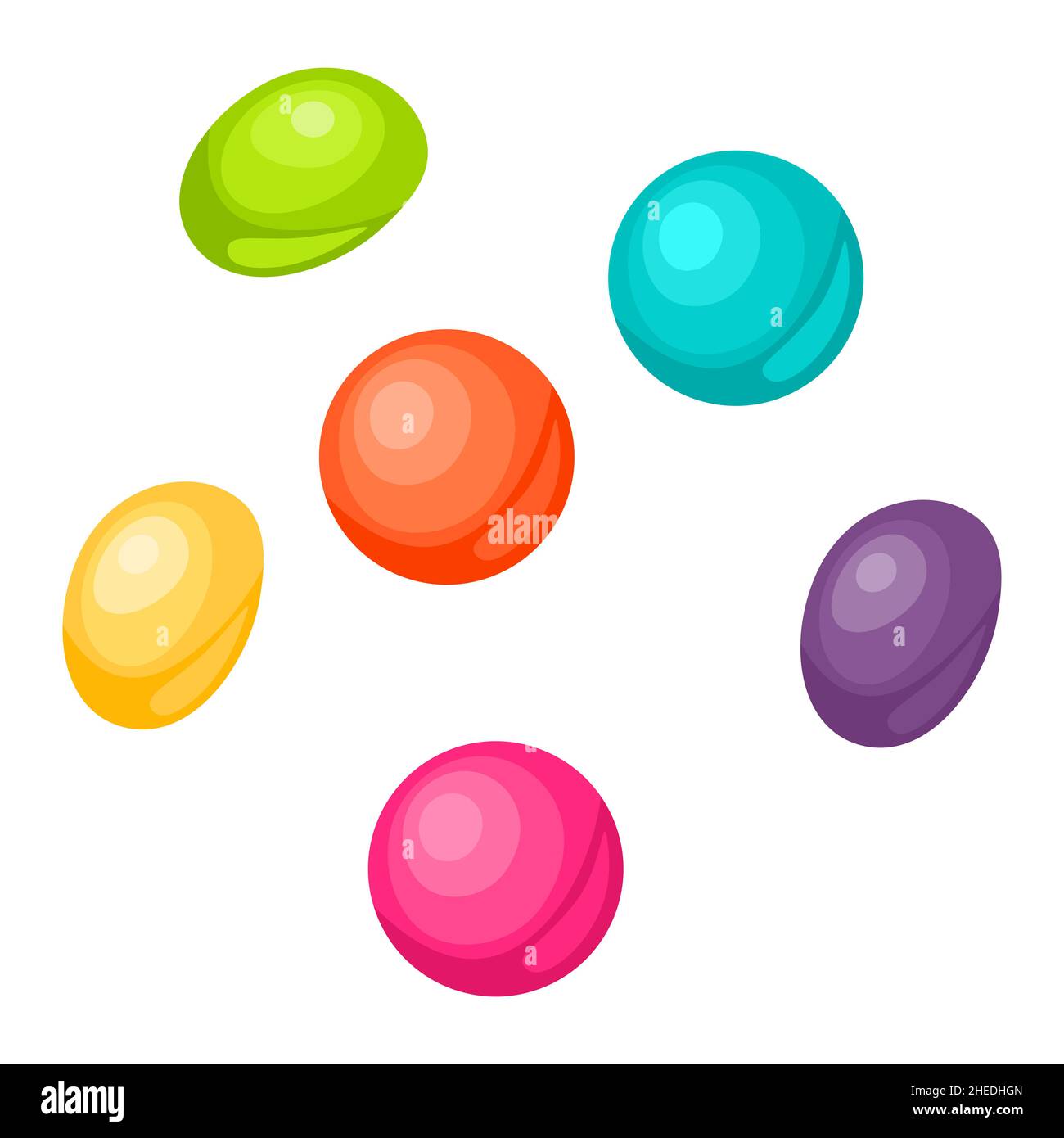 Multi colored candy dragees. Cartoon illustration of handful of sweets ...