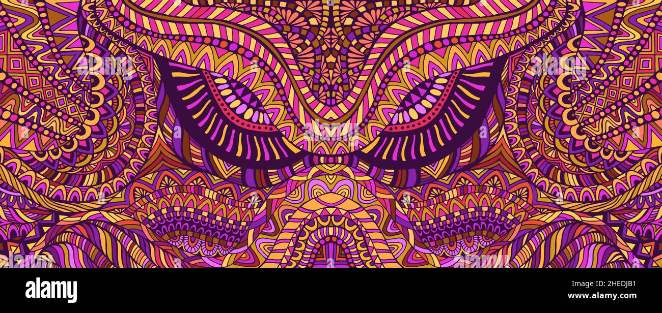 Psychedelic creative colorful symmetrical pattern design art. Surreal ...